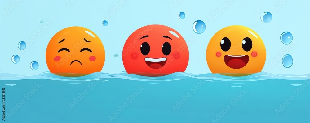 emotion face expressions flat design front view human feelings water ...