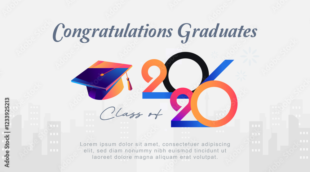 Design a template for congratulating the class of 2026. Graduation hat ...
