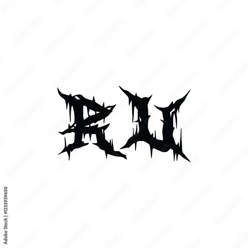 RU monogram logo design letter text name symbol monochrome logotype ...