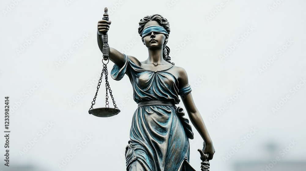 Themis as Ancient Greek Goddess and Lady Justice with Blindfold Holding ...