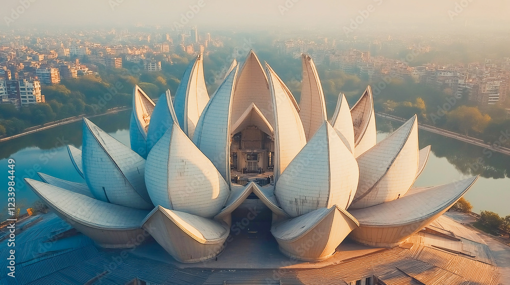 Visualize the Lotus Temple and its unique lotus-shaped architecture ...