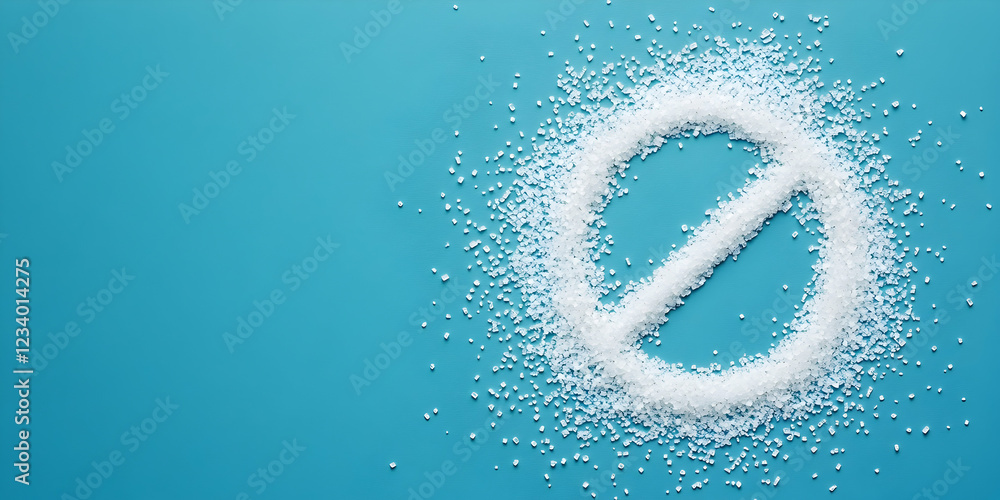 Granulated Sugar Forming a Cross Symbol on Turquoise Background ...
