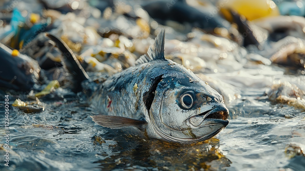 Garbage Pollution Impact on Albacore Tuna in Ocean Water Surrounded by ...
