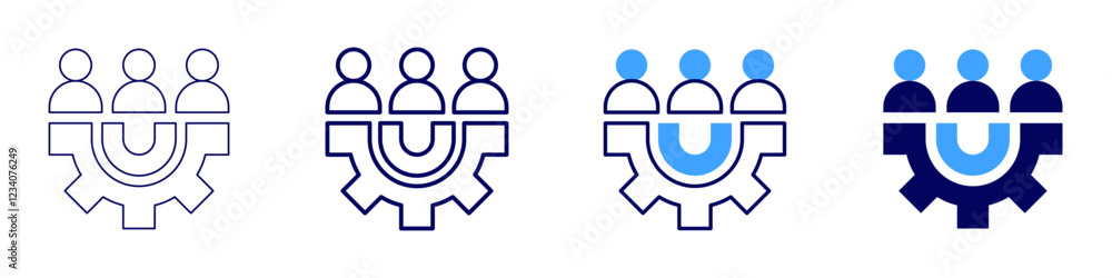 Teamwork participation icon in 4 different styles. Thin Line, Line ...