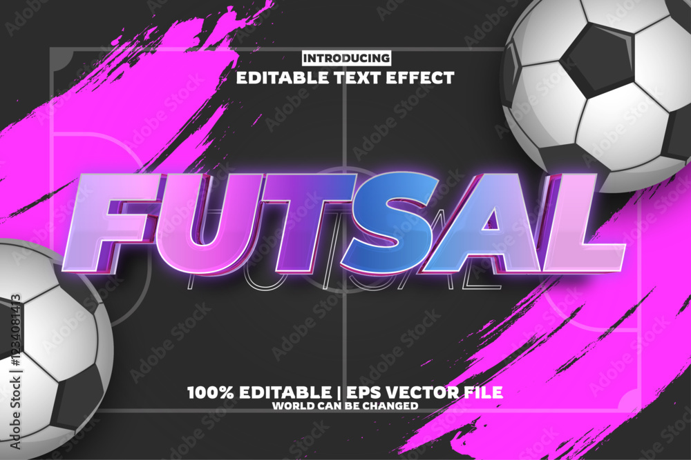 Futsal editable text effect in modern trend style Stock Vector | Adobe ...