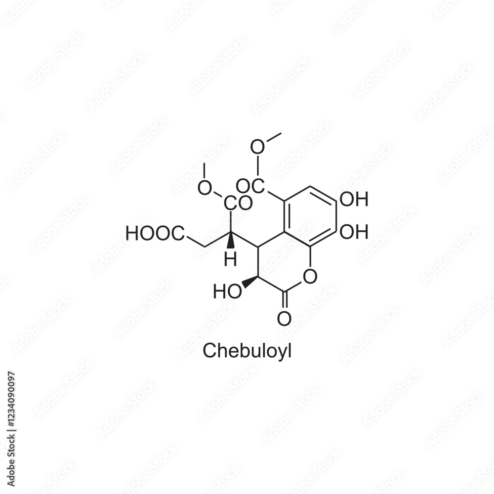 Chebuloyl skeletal structure.Tannin compound schematic illustration ...