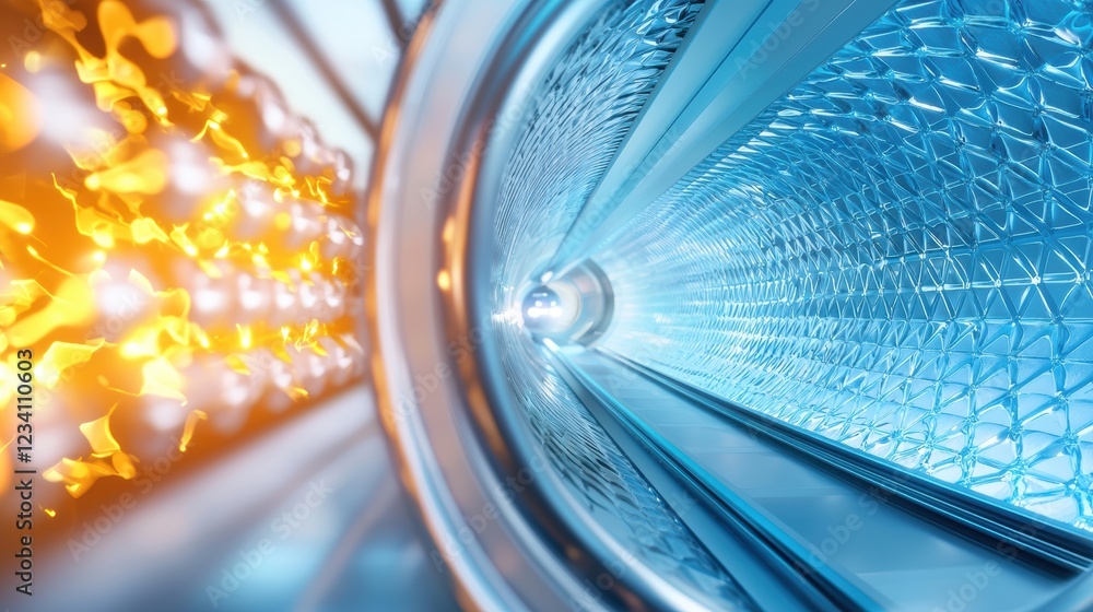 Train Futuristic Tunnel Design Cross section of a hyperloop tunnel revealing its complex ...