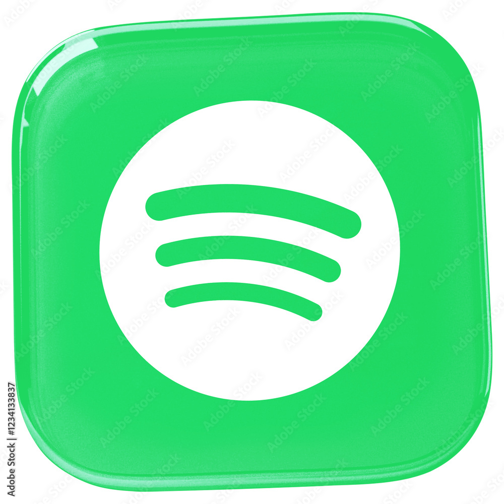 Çorum - Turkey. 02.01.2025: 3D Spotify logo button square shiny glossy ...