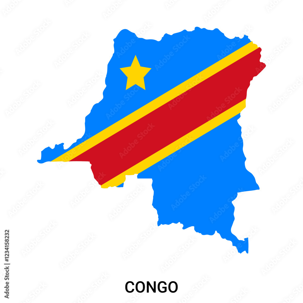 Congo map map of Congo on white background of vector illustration Stock ...