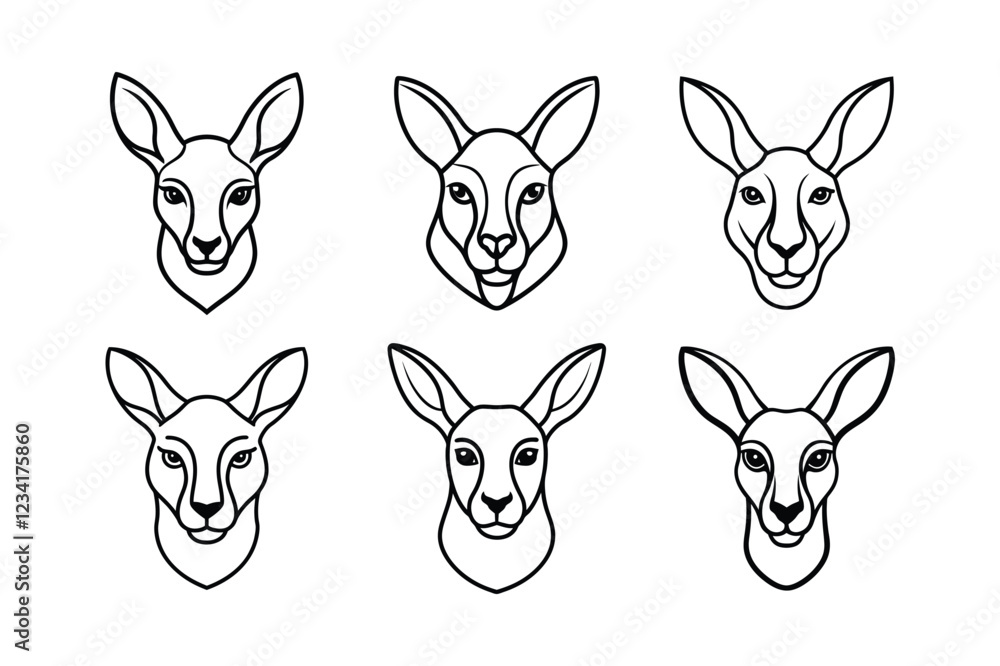Vector de Stock Kangaroo (Macropus rufus) animal design, labeled line ...