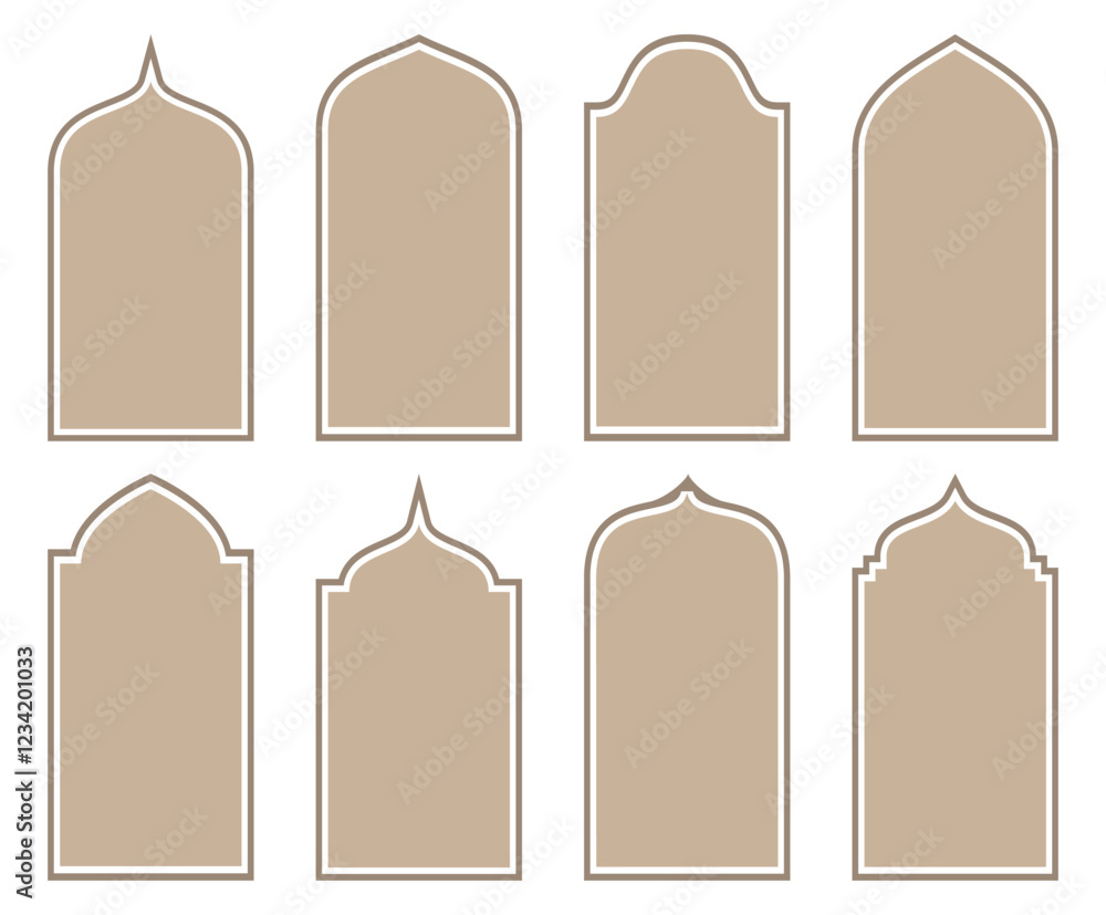 Shape Islamic door and window silhouette Arabic arch. Collection of ...
