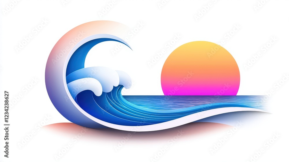 A modern ocean shore logo icon with a combination of circular and ...