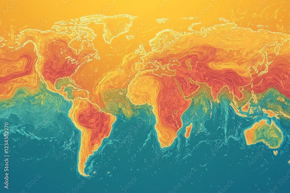 Global temperature map showcasing heat distribution across continents ...
