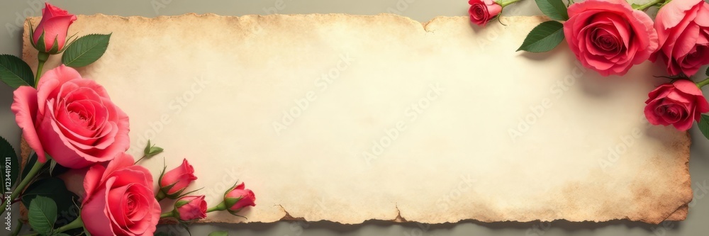 Elegant web header template featuring a seamless blend of vintage paper ...