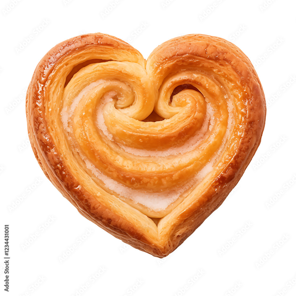 Heart shape puff pastry, Palmier cookie on white & transparent a ...