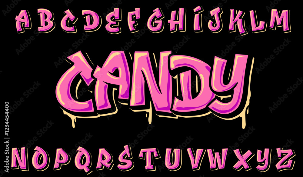 Candy Graffiti pink Alphabet Vector Illustrations Font Graphics ...