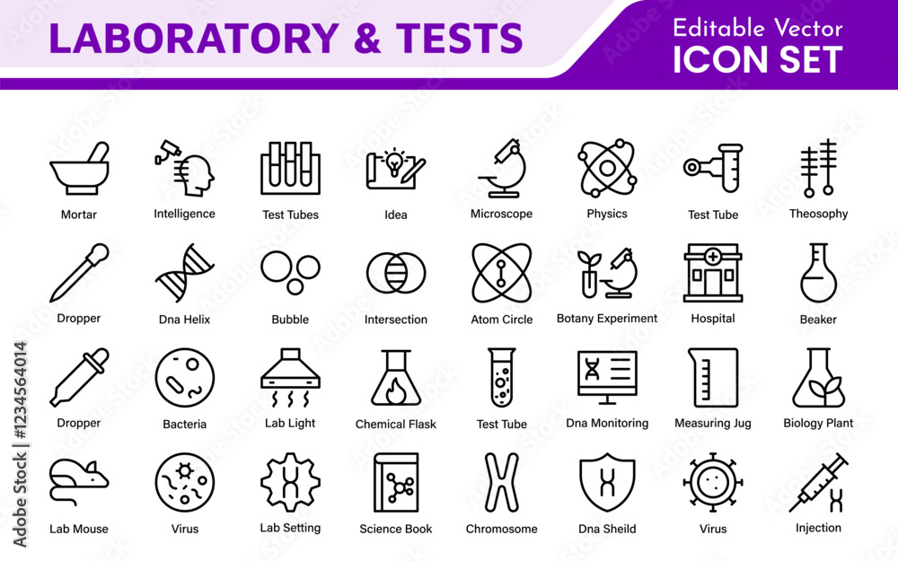 Laboratory and Tests Icon Set. A precise collection of icons for ...