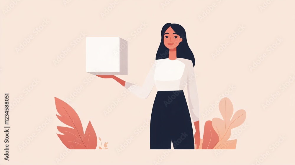 Businesswoman Using Cube To Illustrate Problem And Solution Concepts