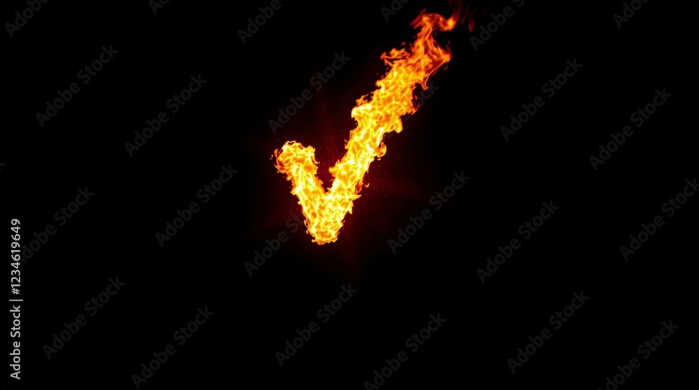 Fiery Check Mark Image Burning Confirmation Symbol Stock Illustration ...