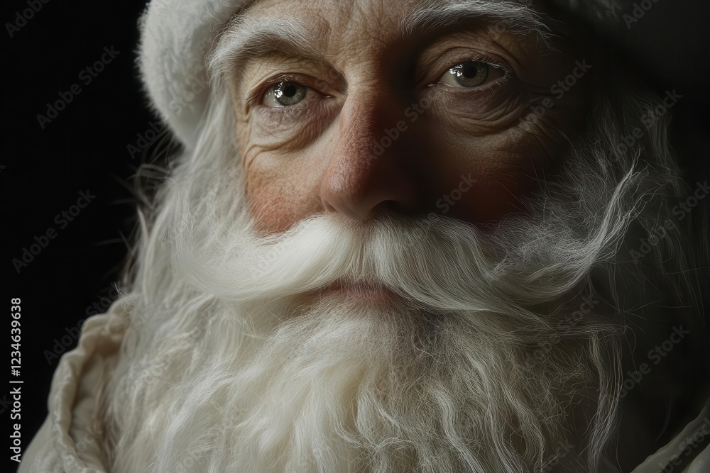 jolly santa portrait with twinkling eyes and flowing white beard ...