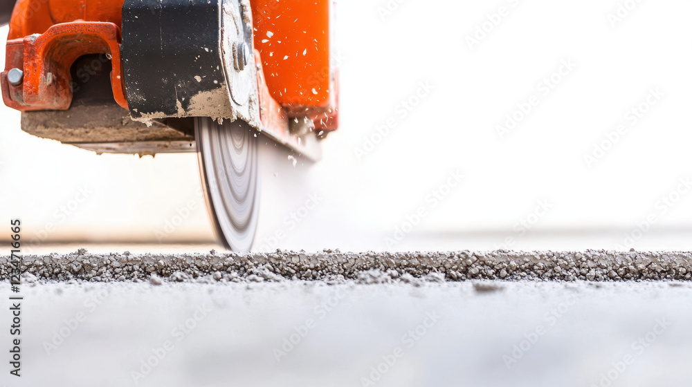 cement raft concrete maintenance. Concrete cutting saw creating ...