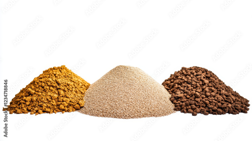 Stock-Foto „cement raft construction soil. Piles of construction sand ...