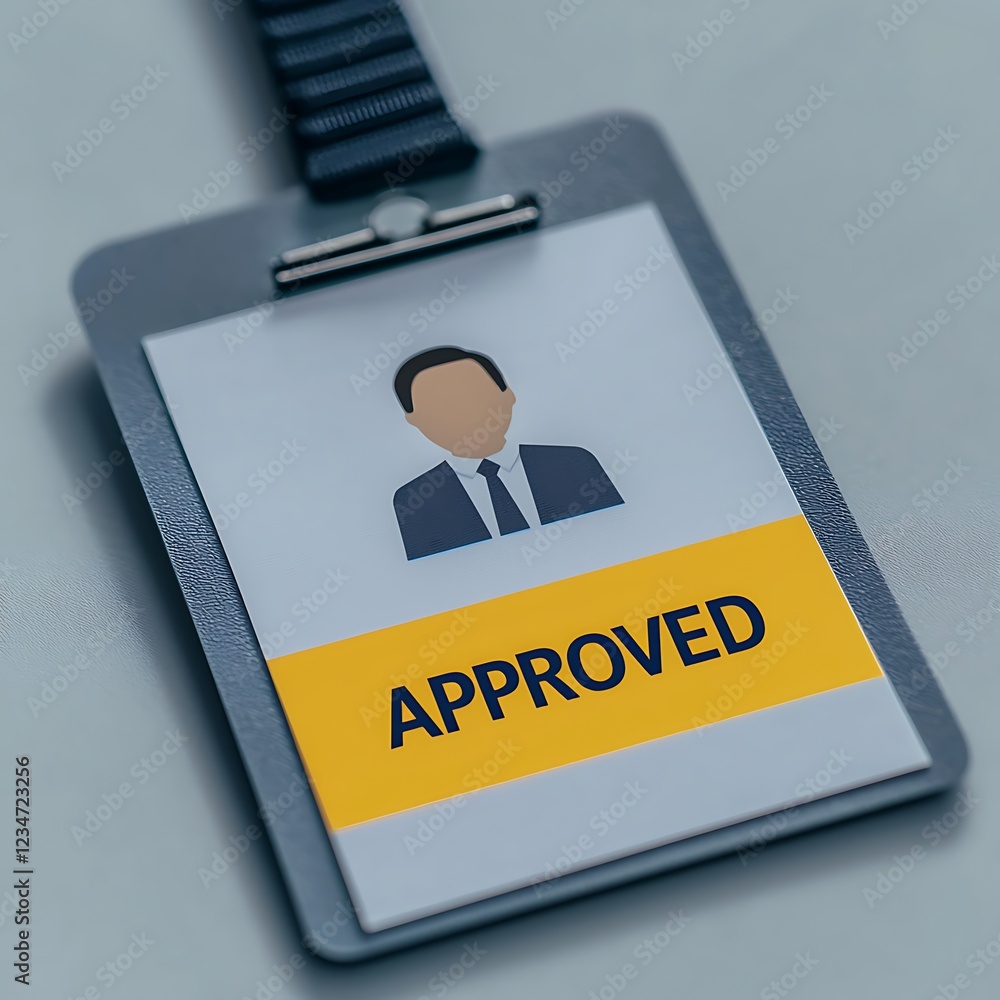 approved passed stamp status visa ID badge featuring an "Approved ...