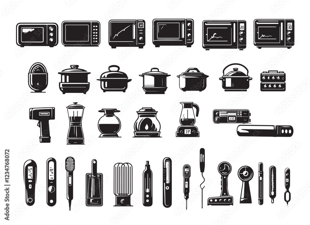 Heat and Temperature Control Tools Silhouette Vector – Adobe ...