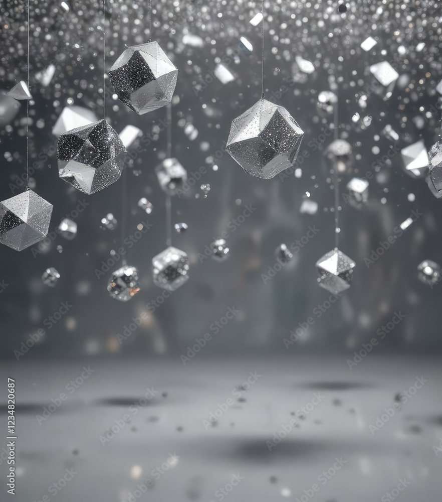 Shimmering silver glitter background featuring an optical illusion of ...