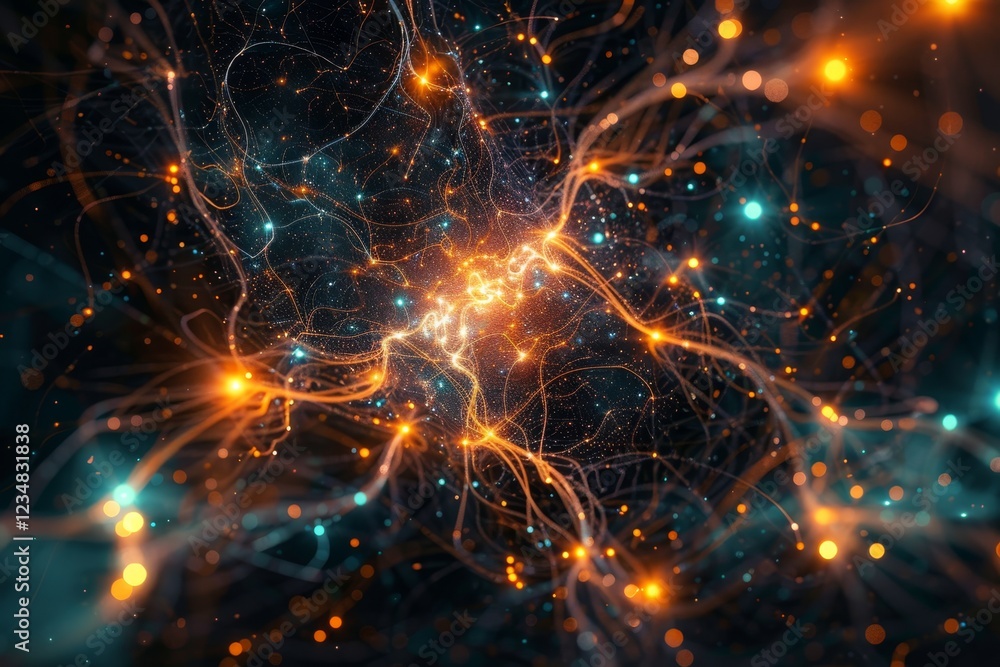 Neural networks creating a glowing cosmic galaxy hyper detailed sci fi art on neuroplasticity ...