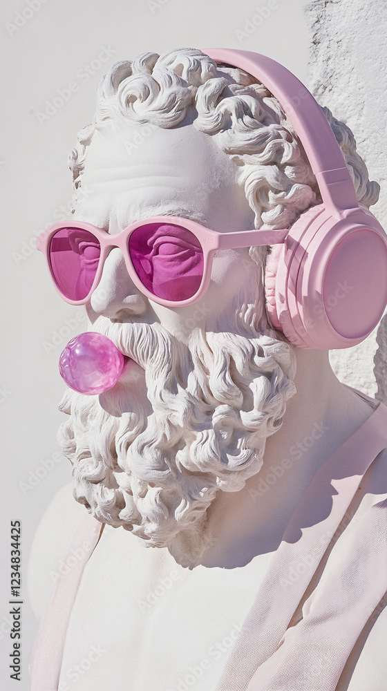 Ancient Greek sculpture of Socrates wearing pink sunglasses and ...