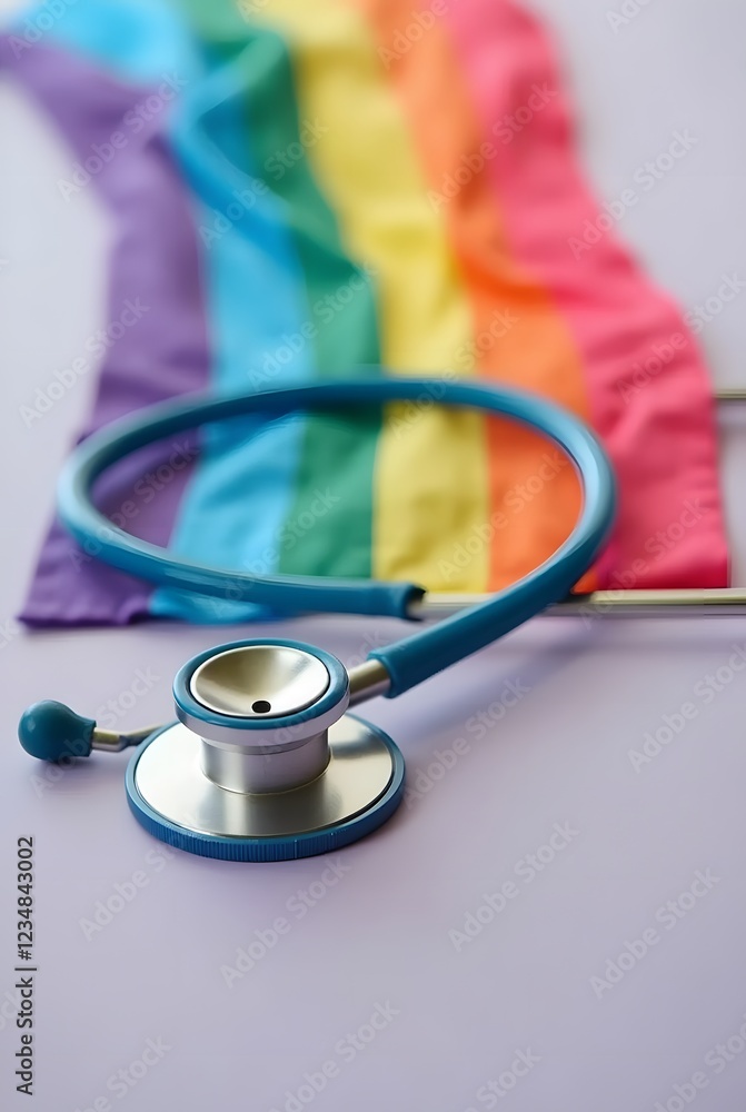 Rainbow pride flag and stethoscope. Transgender and LGBTQ+ healthcare ...
