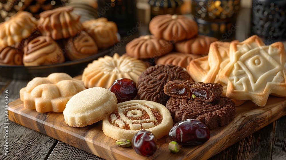 Arab sweets. Traditional eid semolina maamoul or mamoul cookies with ...