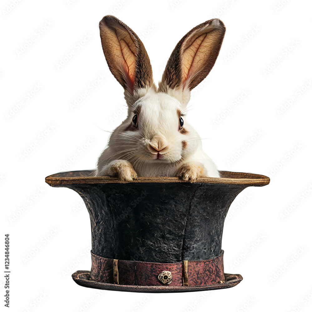 Adorable White Rabbit Appearing from Vintage Top Hat Magic Trick Easter ...