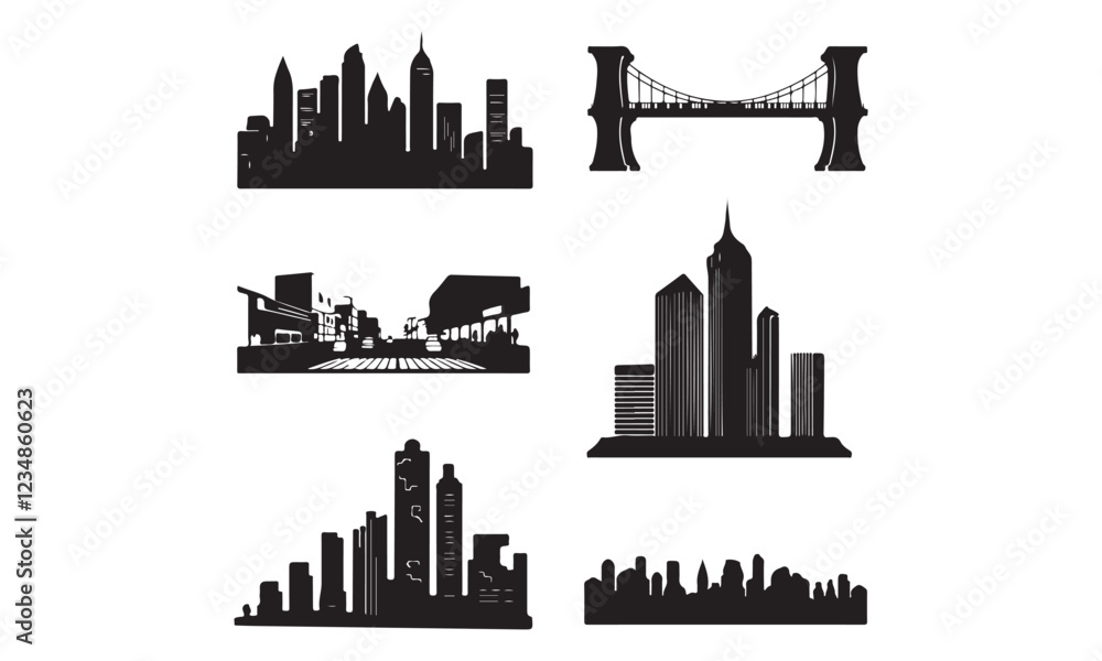 New York City-inspired silhouettes on a white background. The first ...