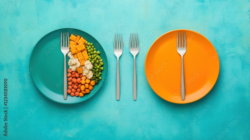 You Are What You Eat, A high-detail shot of two plates, one filled with ...