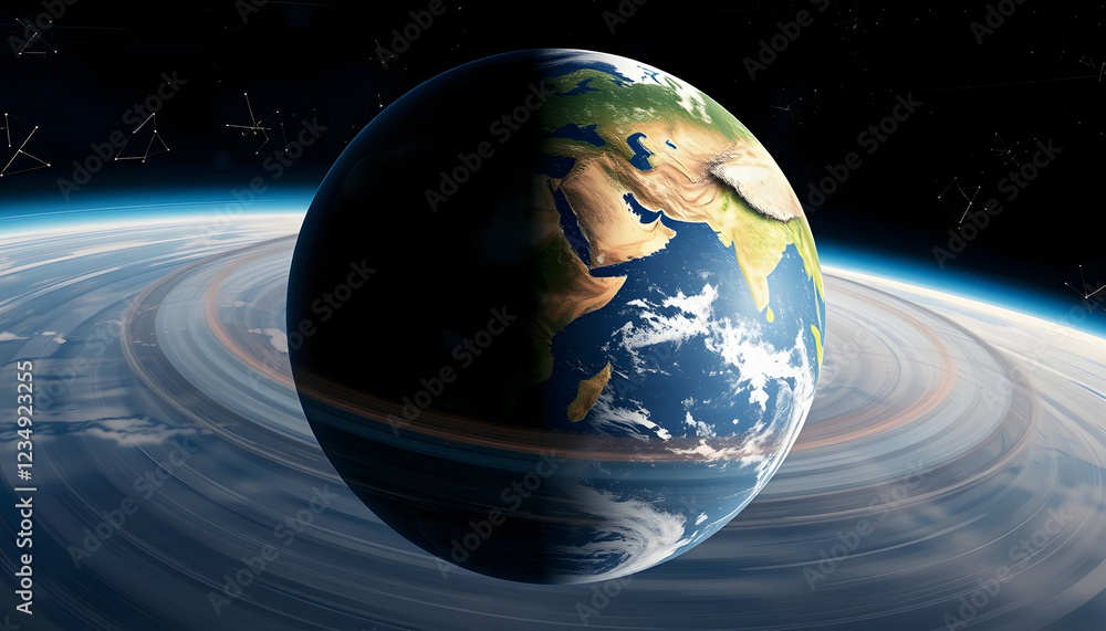 Abstraction of realistic world globe spinning slowly animation ...