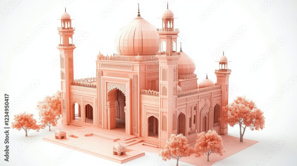 peach mosque 3d model: islamic architecture rendering and digital ...