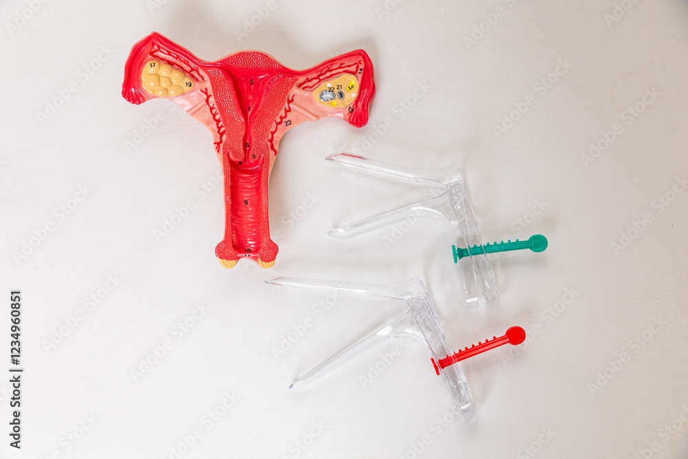 Top view healthy anatomical model of the uterus and medical ...