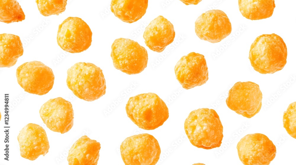 Crispy cheese puffs with light and airy texture on white background ...