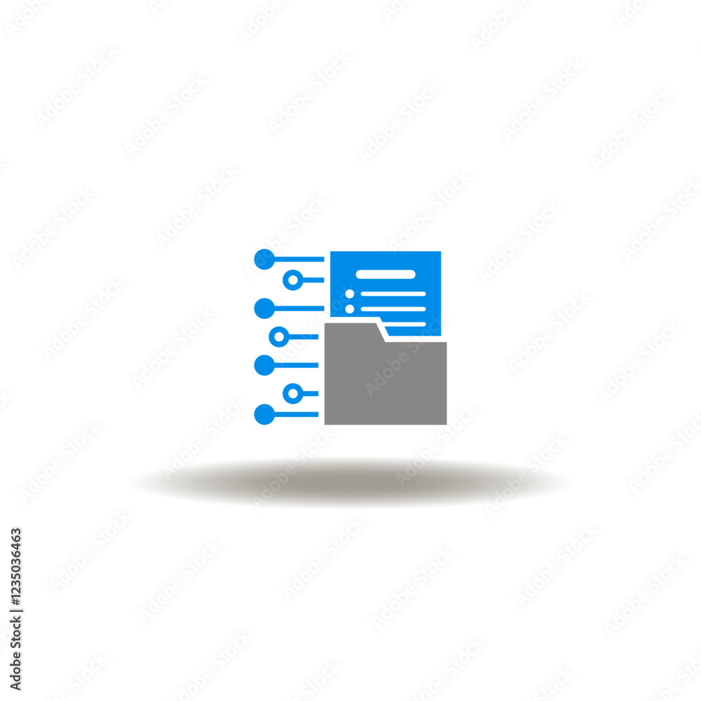 Vector illustration of directory with list and circuit pattern. Icon of ...