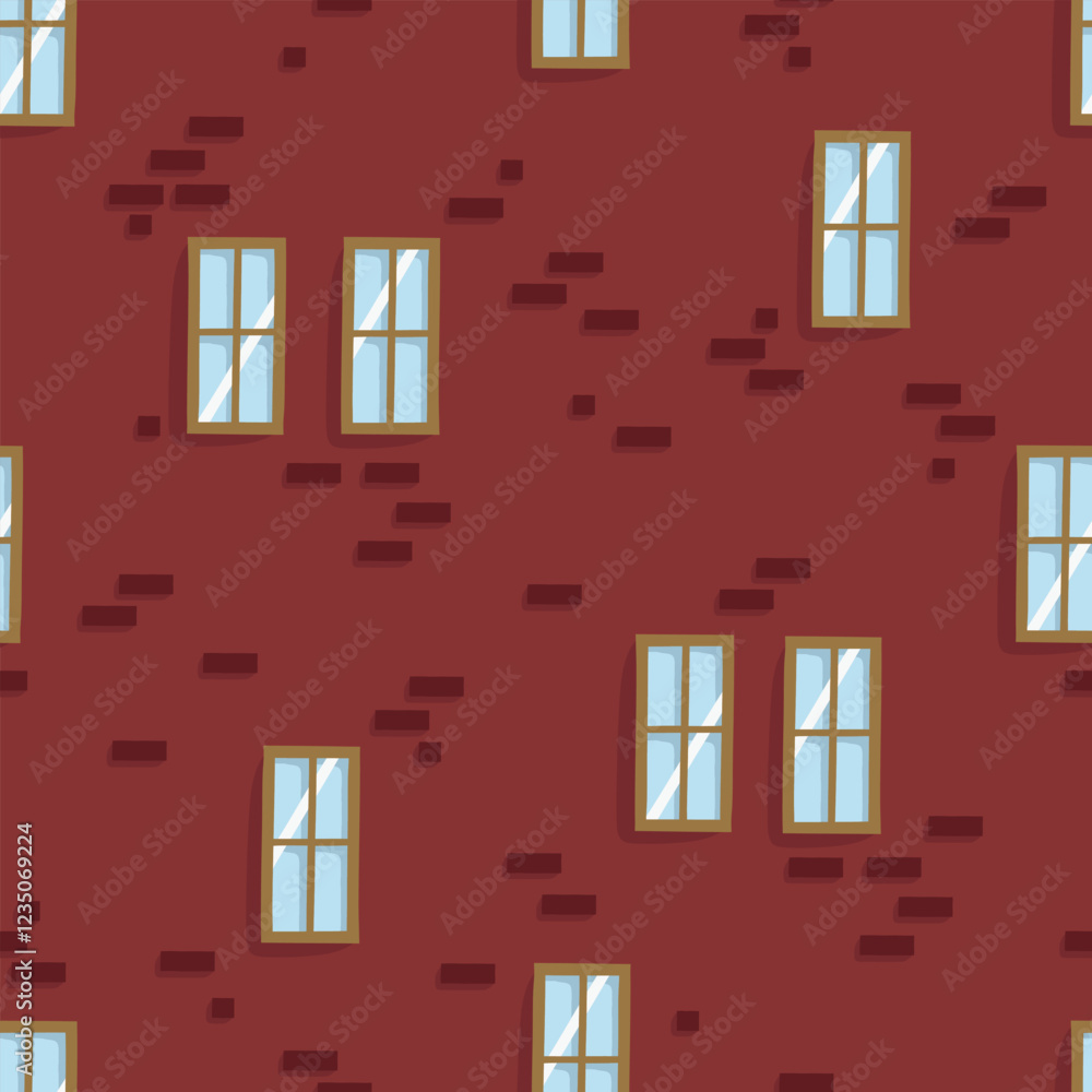 simple brick wall seamless pattern in 2d vector illustration style for ...