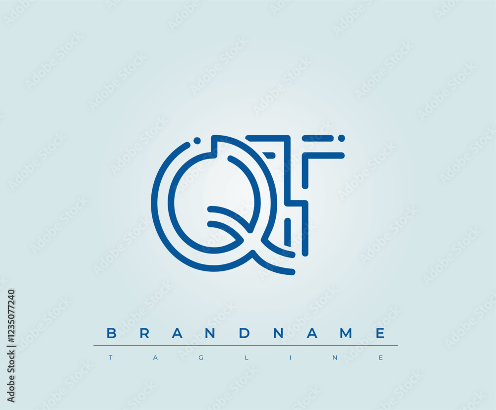 QT Technology Letter Logo Template. This tech letter logo is a graphic ...