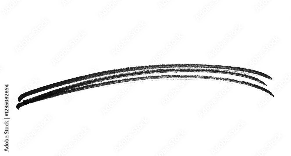 Black Abstract Brush Stroke, Isolated Marker Lines on Transparent ...