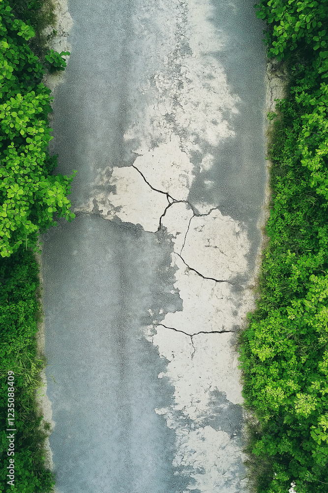 cracked, potholed old asphalt road seen from above for textures for ...