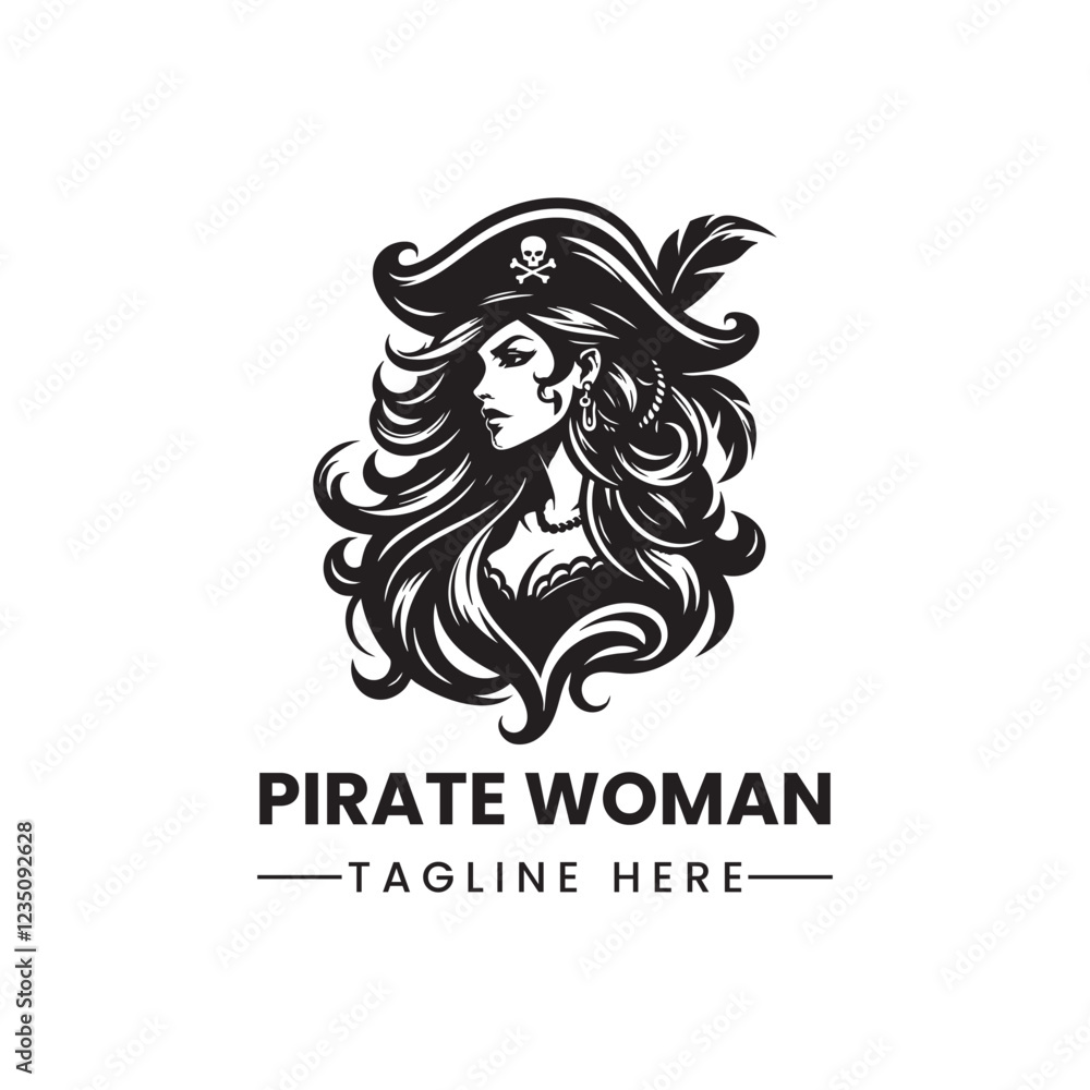 lady woman Pirate girl logo vector illustration Stock Vector | Adobe Stock