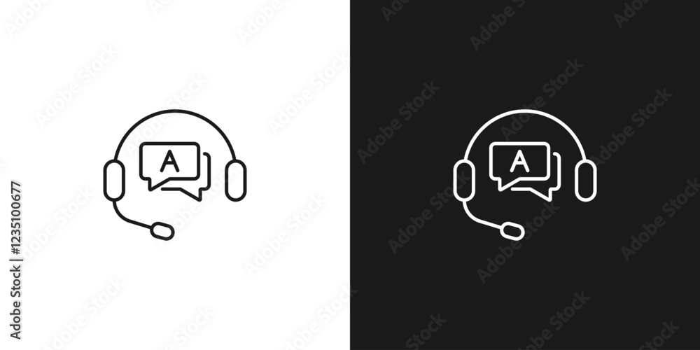 Translation symbol with earphones. Understanding different languages ...
