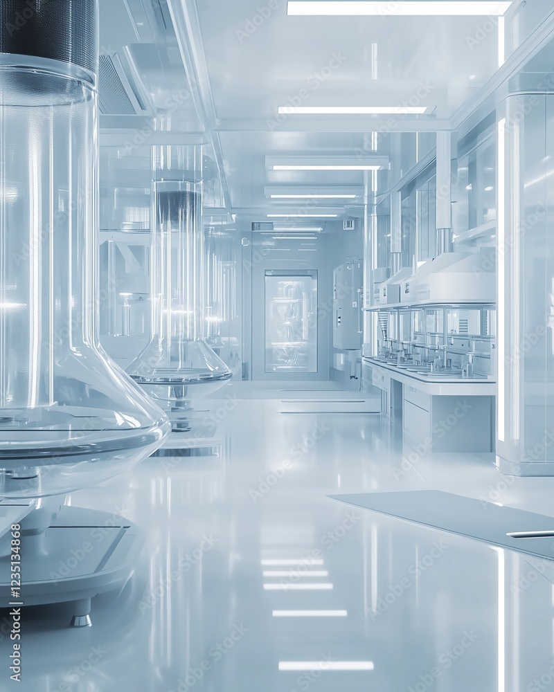 Futuristic high-tech laboratory with sterile cleanroom design and ...