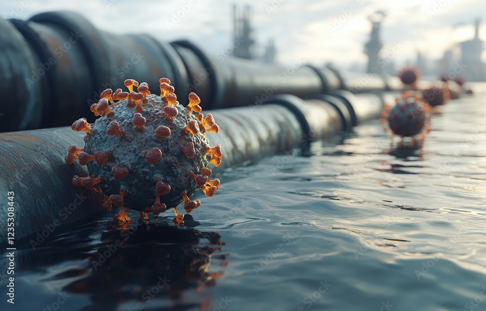 Microscopic Virus Contamination Spreads Through Industrial Pipelines ...