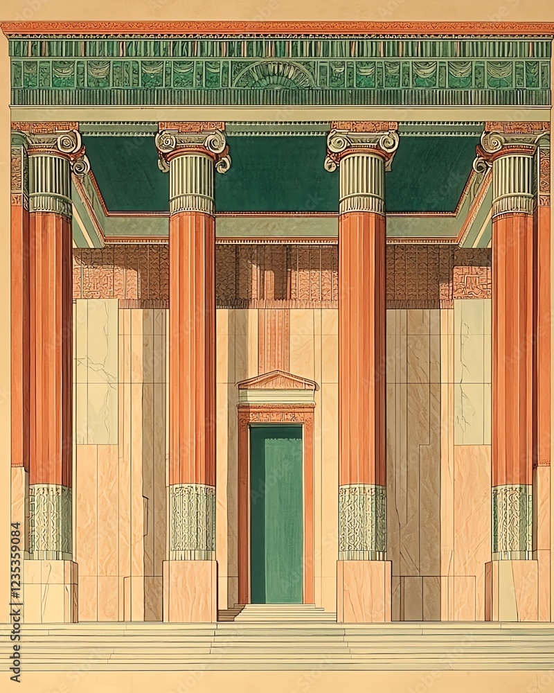 Art deco architectural design with mythical atlas characters ...